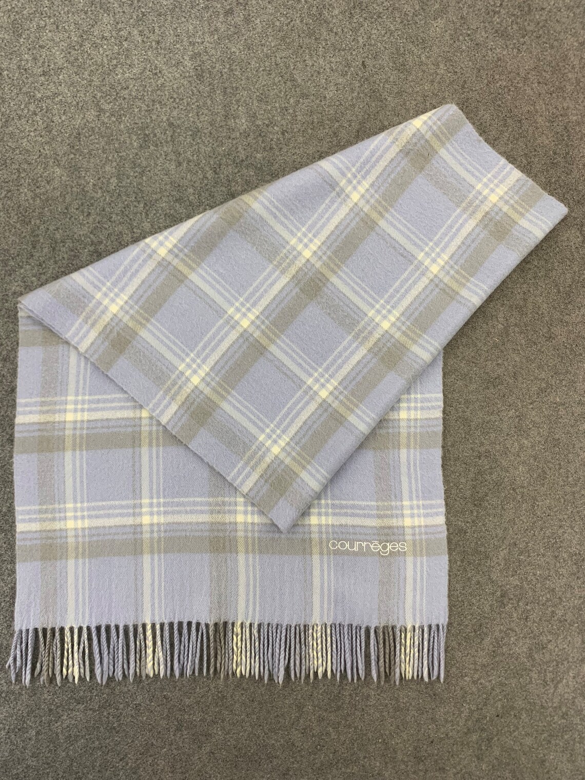Vintage Courreges Scarf Wool Scarf Blue Plaid Pattern | Unisex ...