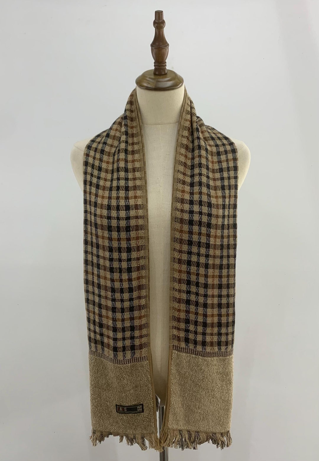 Vintage Daks London Scarf Brown Check Pattern Neck Scarf Women Men ...