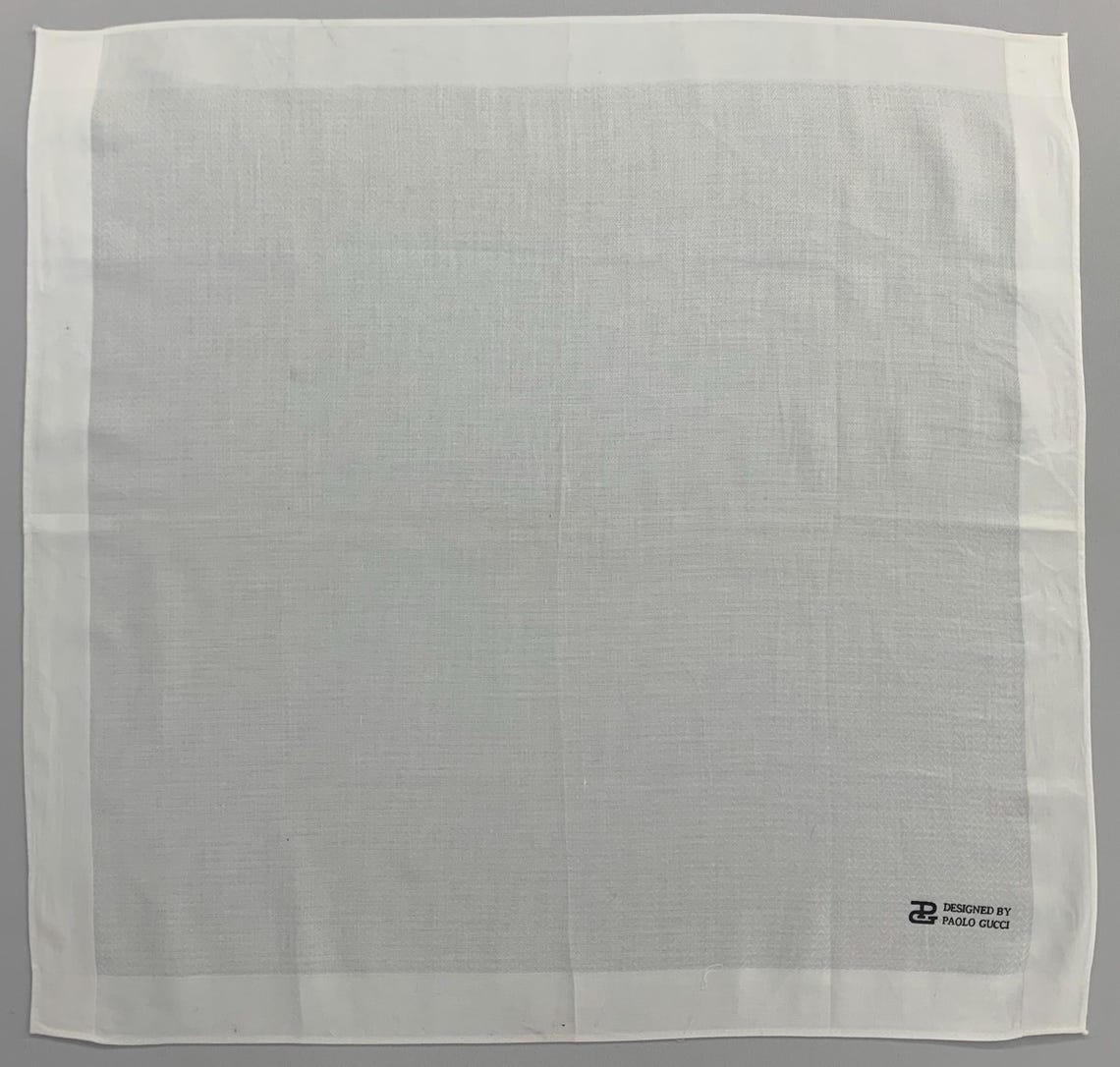 Vintage Paolo Gucci Handkerchief White Bandana Pocket Square Scarf ...