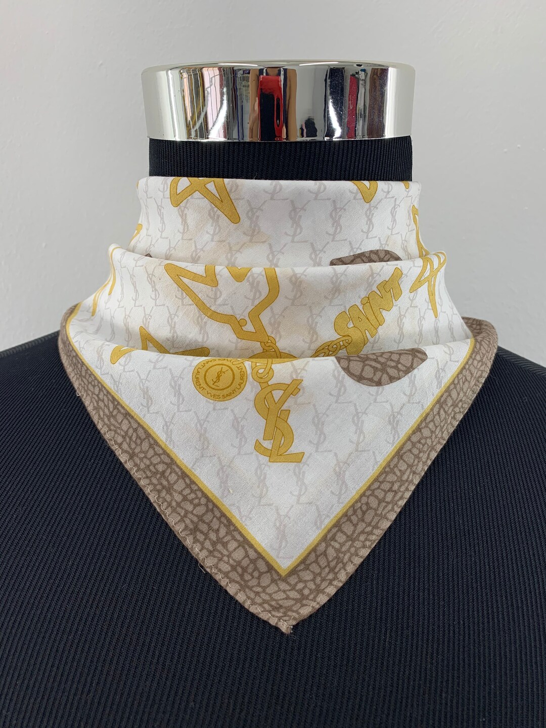 Vintage Yves Saint Laurent Handkerchief Bandana Pocket Square Scarf ...