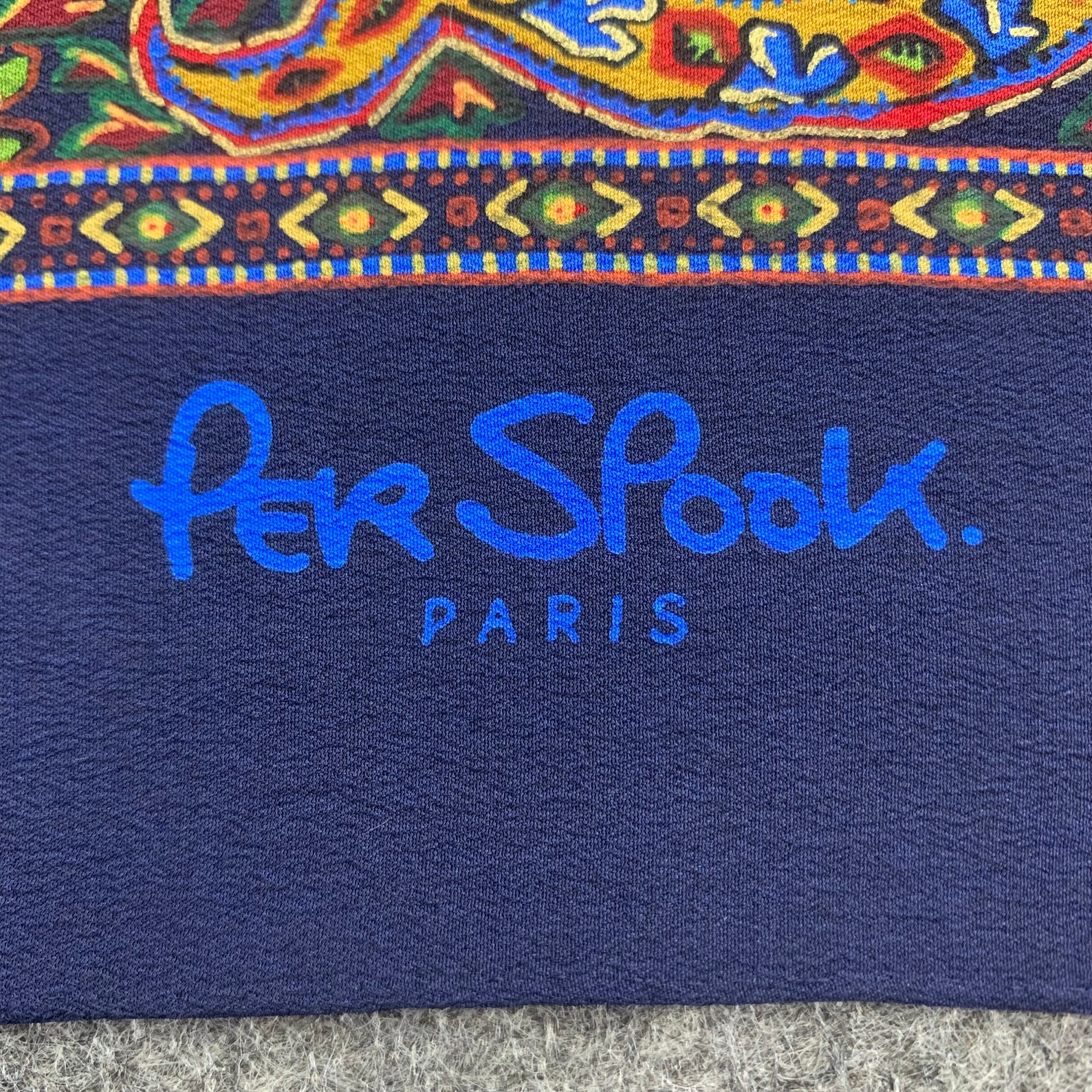 Vintage per Spook Paris Silk Scarf, per Spook Scarf Navy Blue, Retro ...
