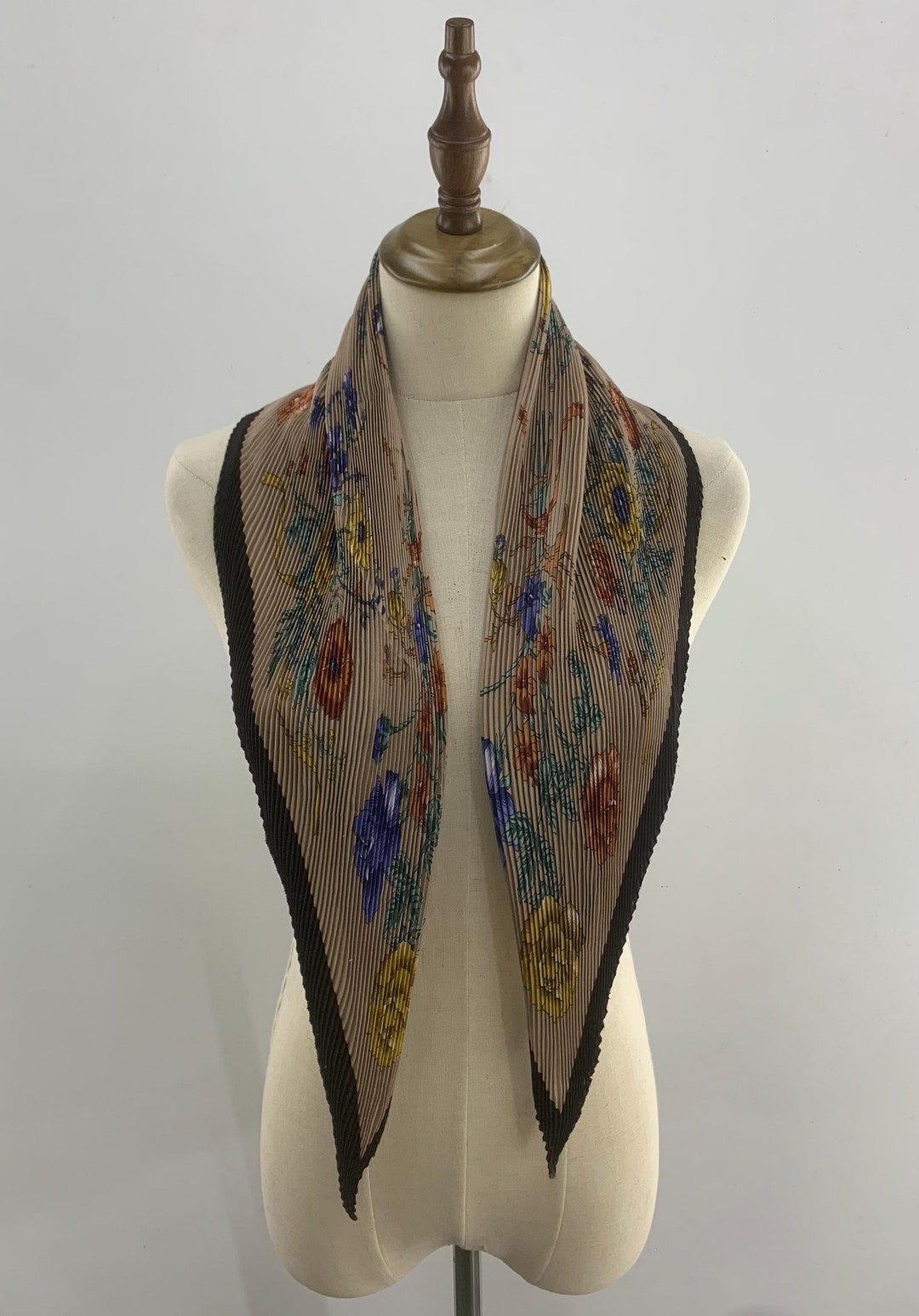 Vintage Sunkyung Sa Scarf Pleat Floral Flowers Pattern Scarves Foulards ...