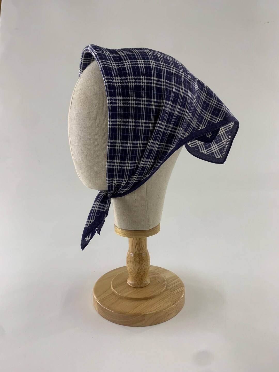 Vintage Burberry Handkerchief Blue Plaid Bandana Pocket Square Scarf ...