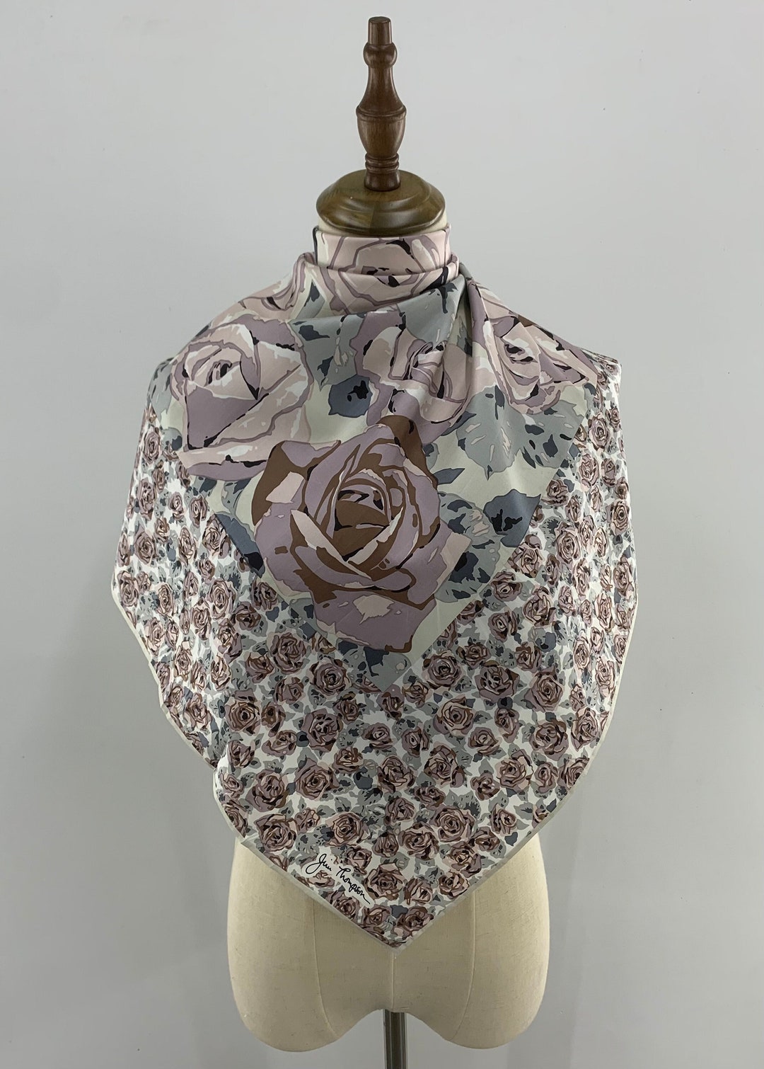 Vintage Jim Thompson Floral Silk Scarf, Women Accessories Shawl Scarves ...