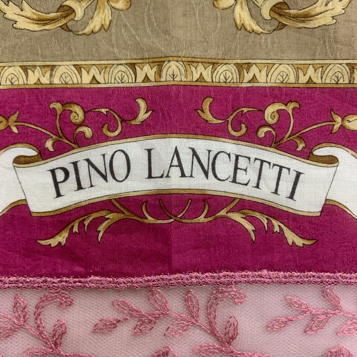 Vintage Pino Lancetti Handkerchief Cat Baroque Bandana Pocket Square ...