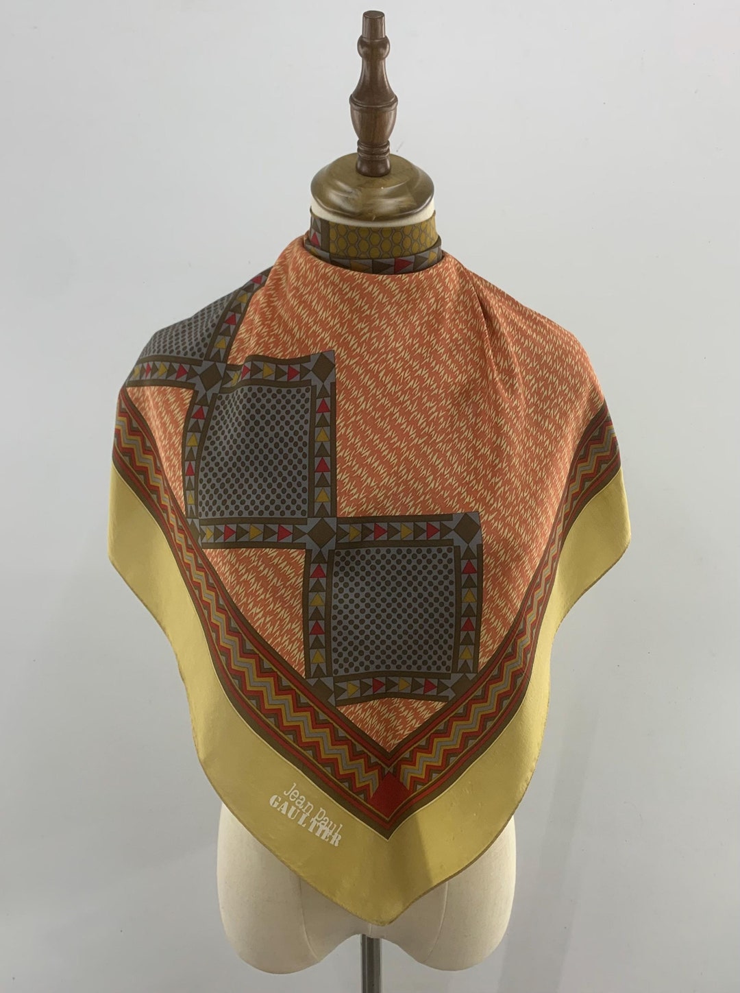 Vintage Jean Paul Gaultier Silk Scarf Fair Isle Navajo Pattern Crepe ...