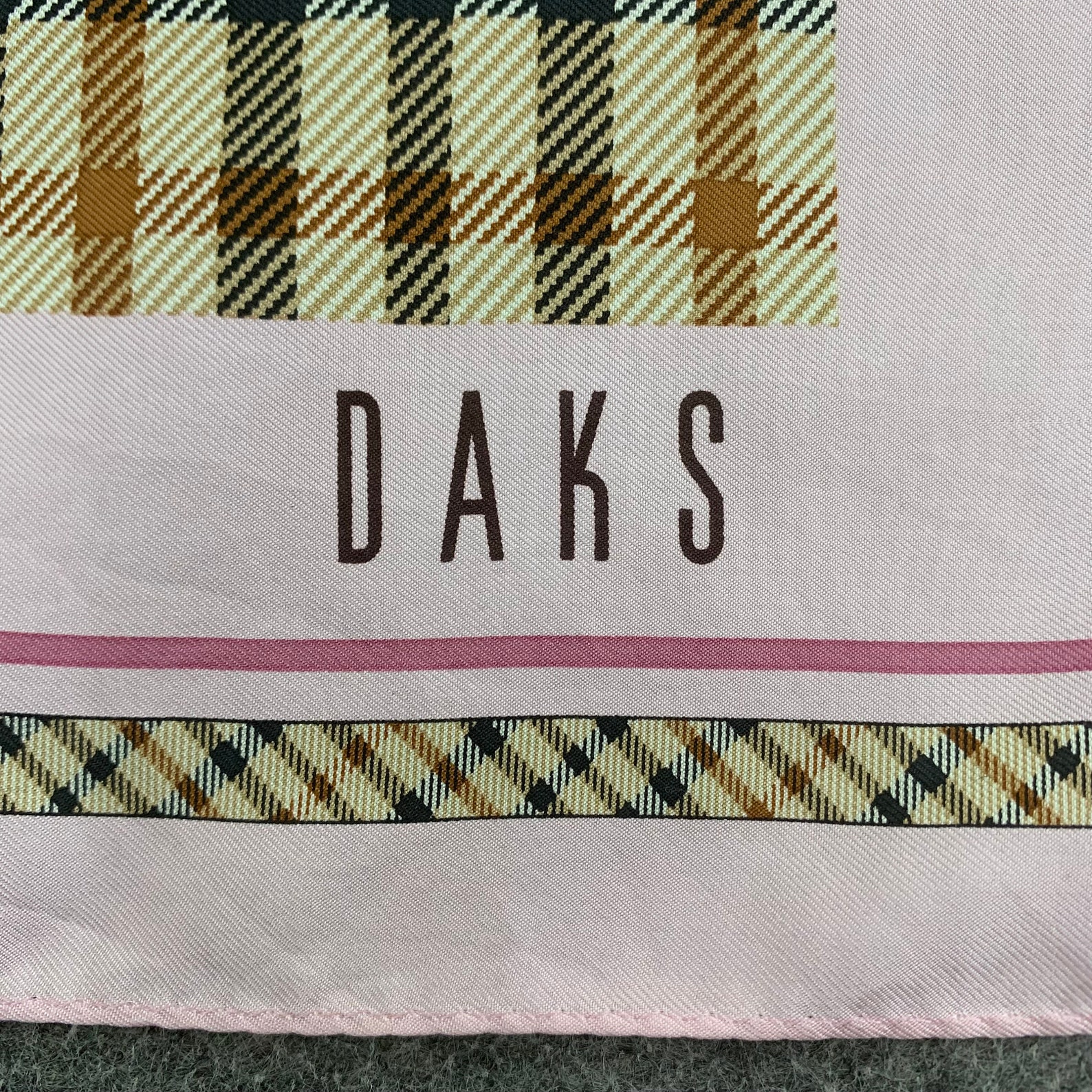 Vintage Daks Silk Scarf Pink Small Check, Neck Scarf, Unisex ...