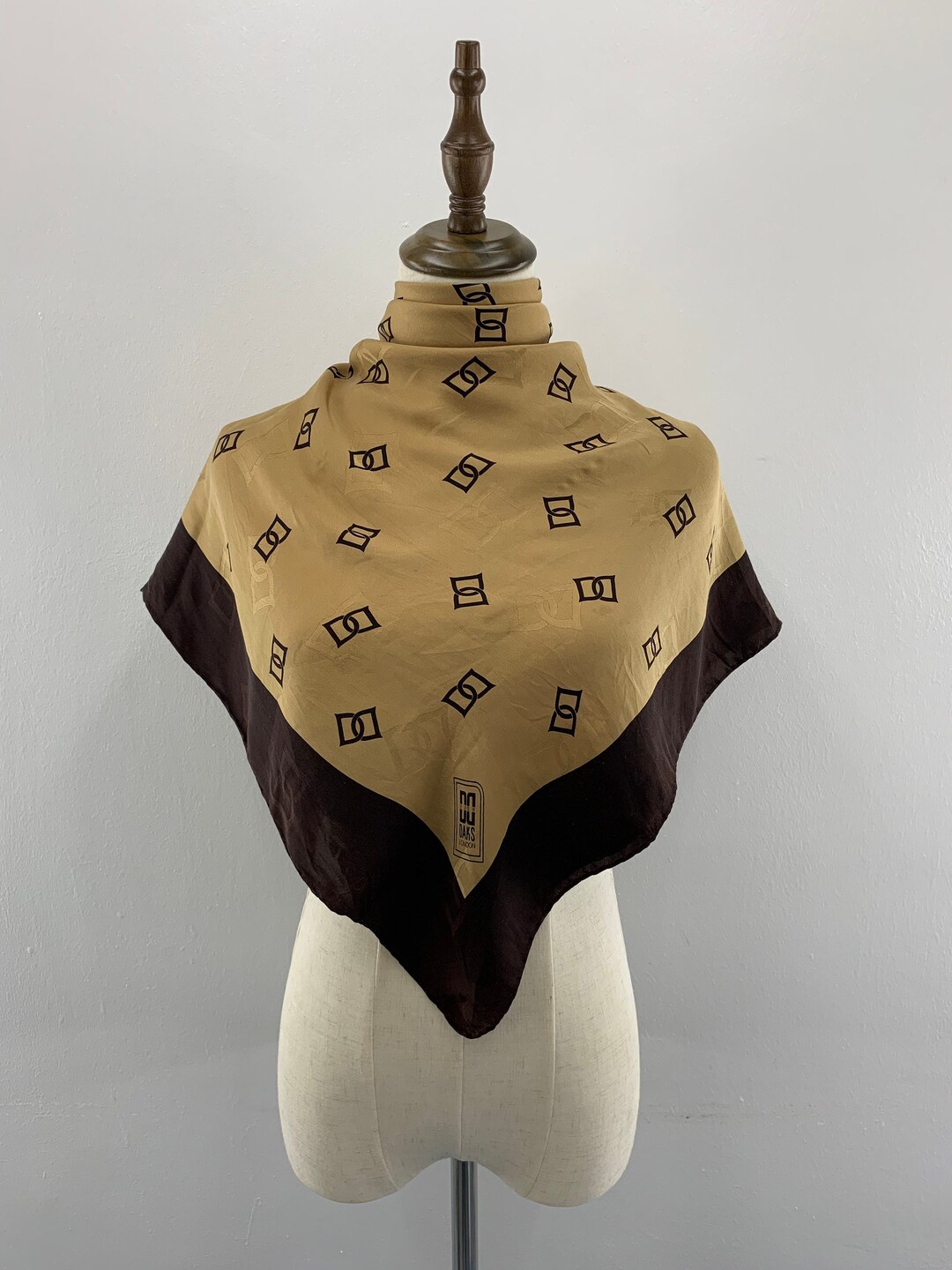 Vintage Daks London Monogram Scarf, Daks Silk Scarf, Daks Scarf, Daks ...