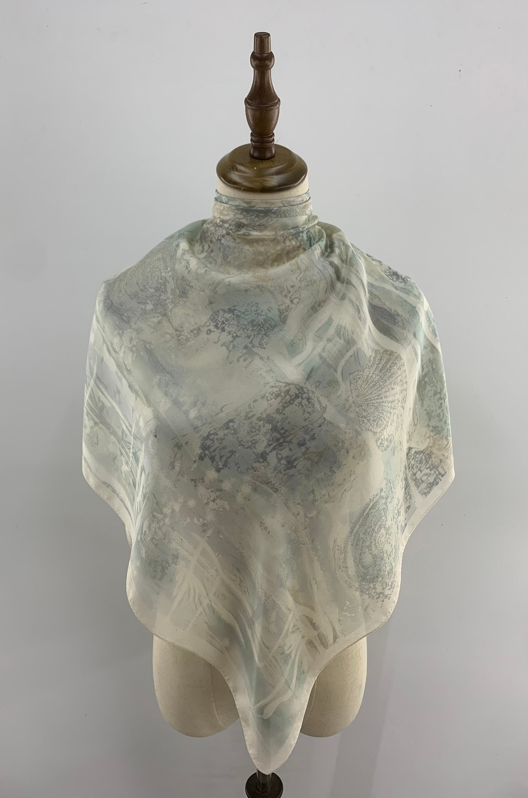 Authentic Japanese Silk Scarf Vintage Scarf Rare Ocean Print Scarves ...