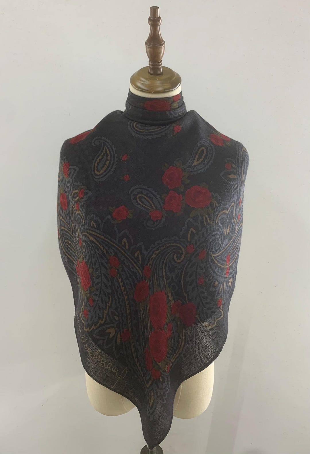 Vintage Pierre Balmain Wool Scarf Paisley Floral Pattern Vintage ...