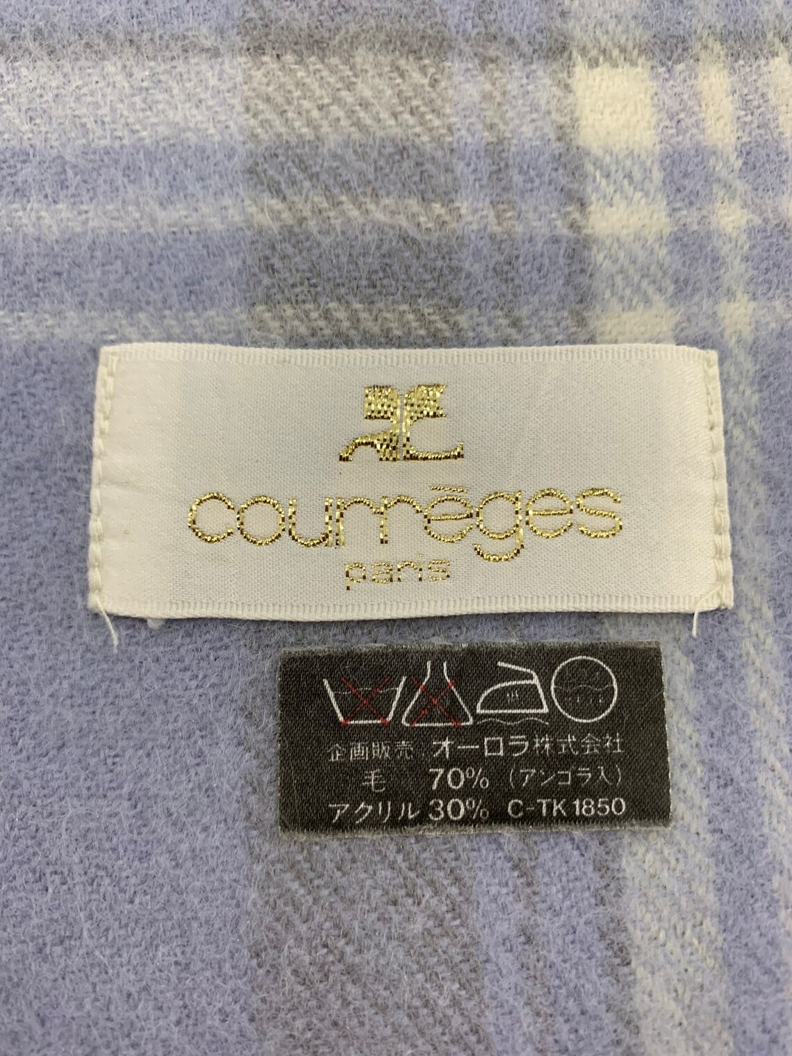 Vintage Courreges Scarf Wool Scarf Blue Plaid Pattern | Unisex ...
