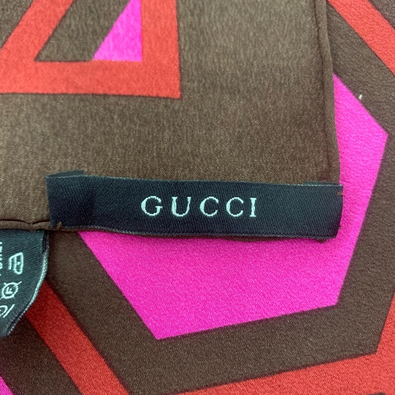 Vintage 90s Gucci Silk Scarf Handkerchief Bandana Accessories Geometric ...