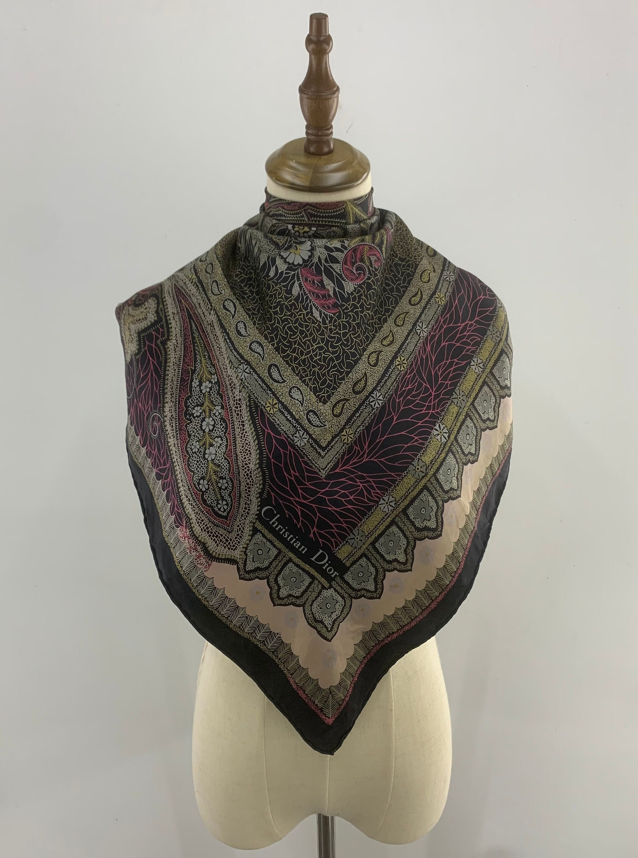 Authentic Christian Dior Silk Scarf Vintage Dior Scarf Floral Paisley ...