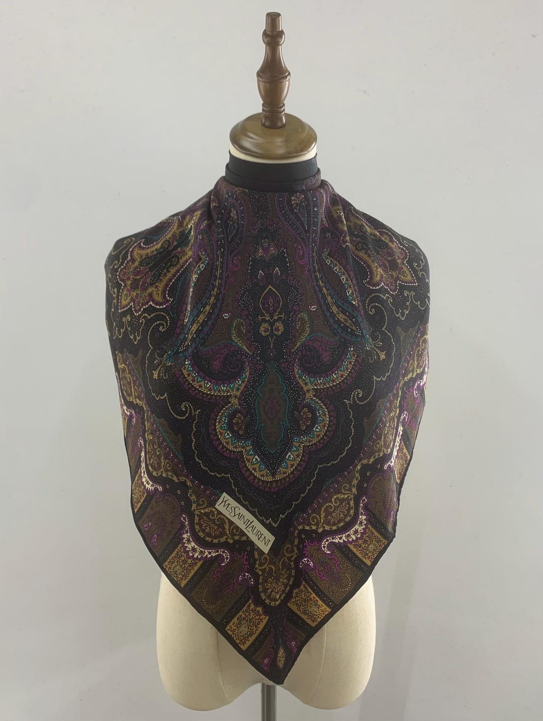 Vintage Yves Saint Laurent Silk Scarf Paisley Pattern Square Scarves ...