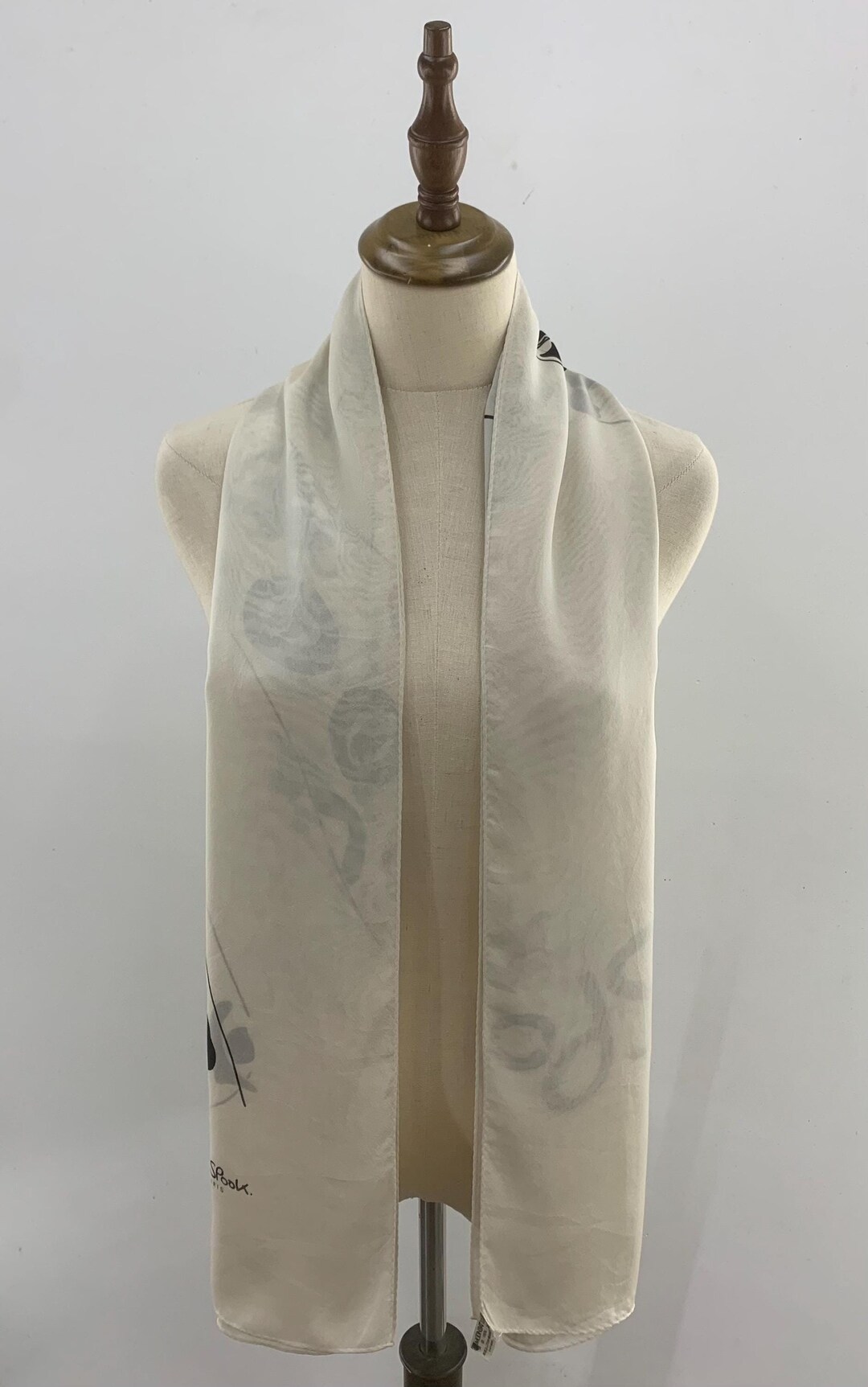 Vintage per Spook Silk Scarf White Art Pattern Neck Scarf Women Ladies ...