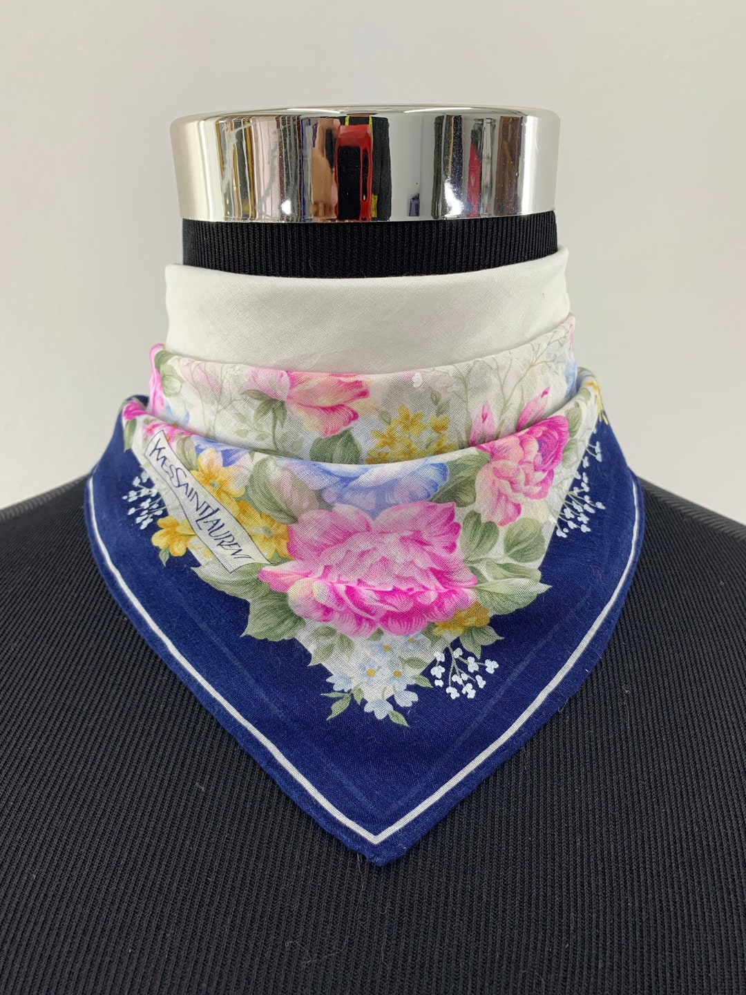 Vintage Yves Saint Laurent Handkerchief Floral Bandana YSL Accessories ...