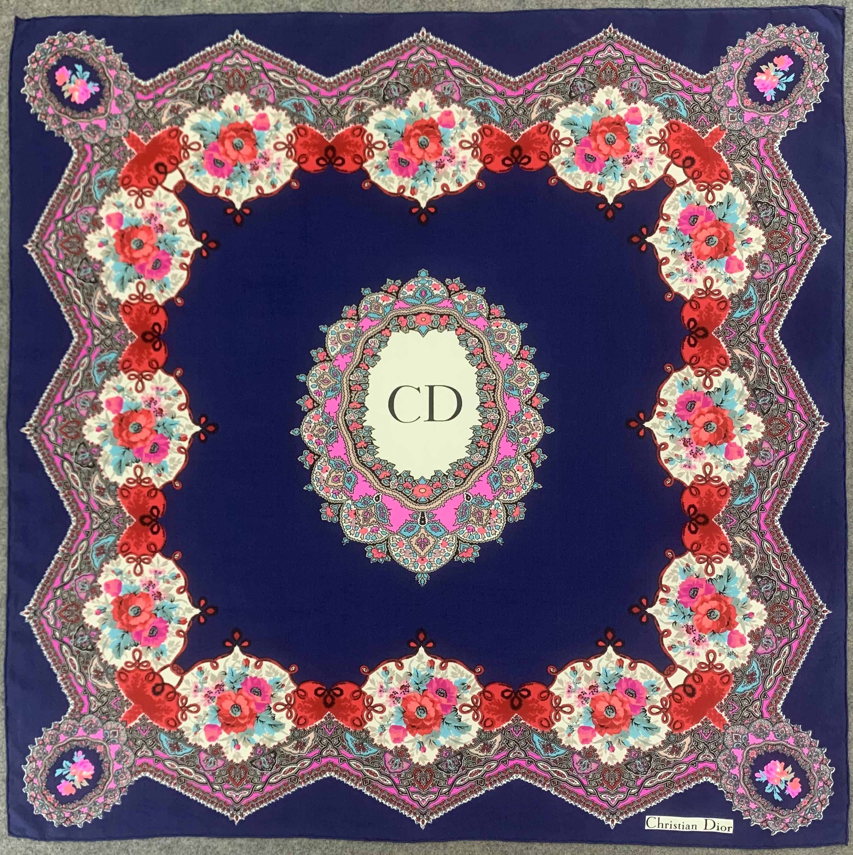 Authentic Christian Dior Silk Scarf Vintage Dior Scarf Luxury Floral ...