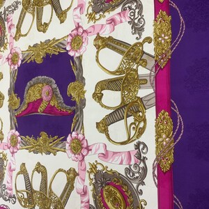 Vintage Trussardi Silk Scarf Swords Design Silk Trussardi Purple ...