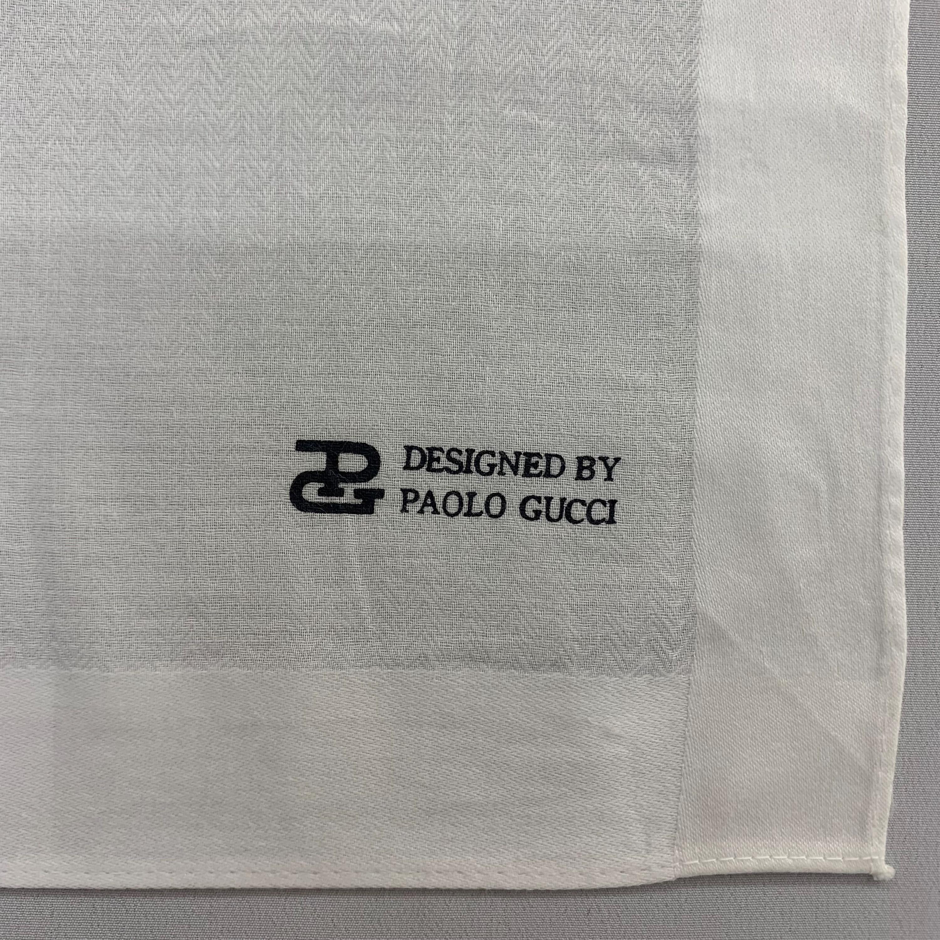 Vintage Paolo Gucci Handkerchief White Bandana Pocket Square Scarf ...