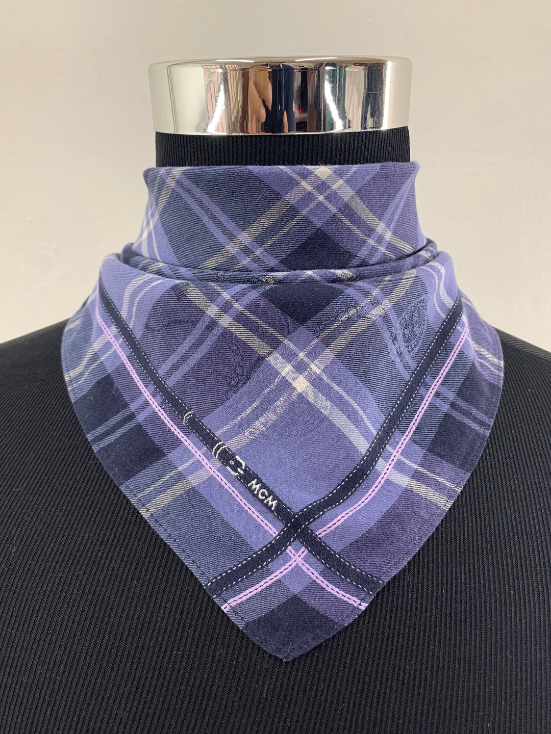 Vintage MCM Plaid Handkerchief Tartan Bandana Pocket Square Scarf ...
