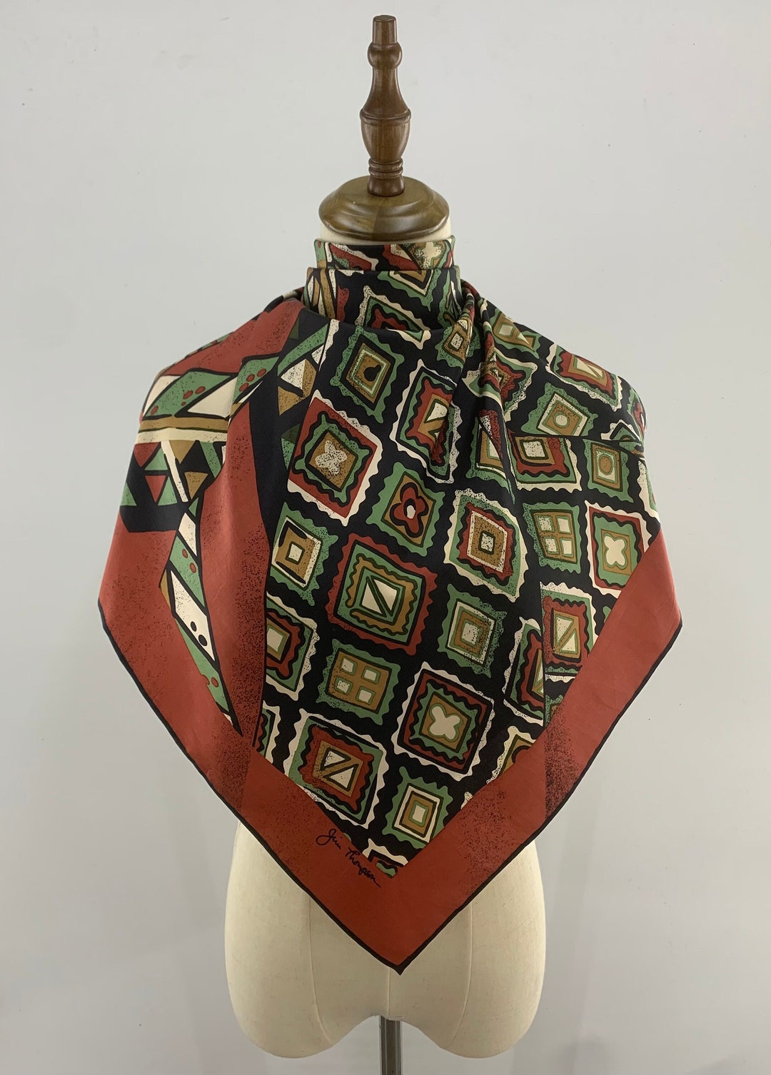 Vintage Jim Thompson Silk Scarf, Jim Thompson Scarf Art Abstract, Silk ...