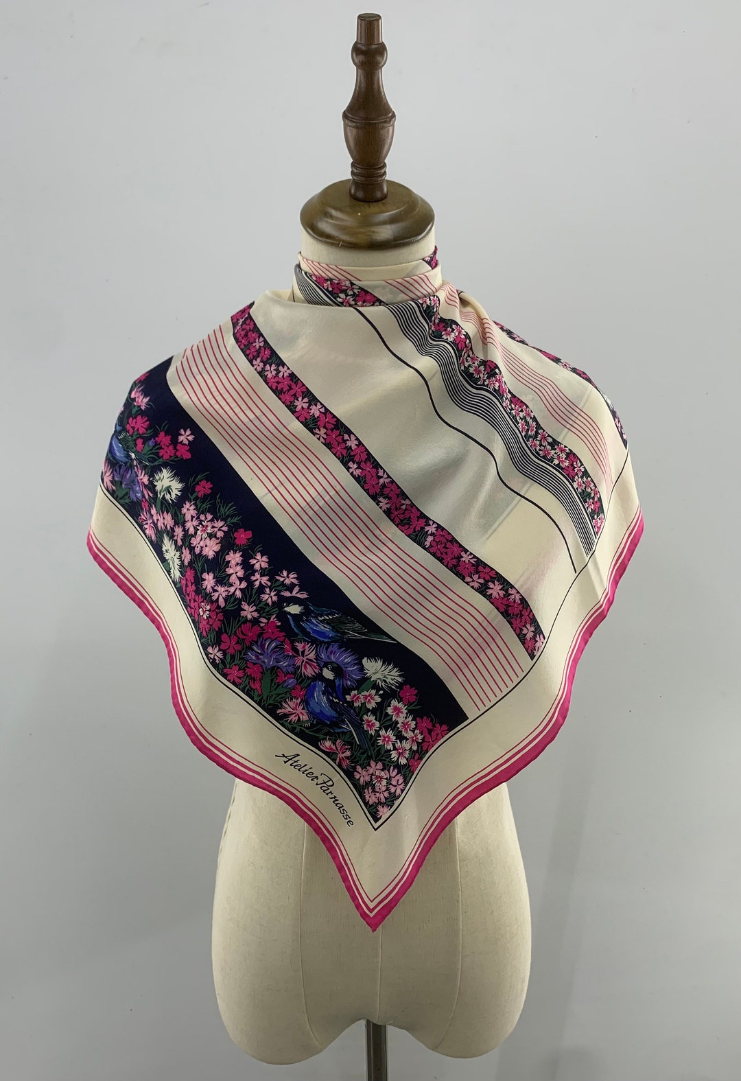 Vintage Atelier Parnasse Silk Scarf, Silk Neck Scarf, Vintage 90s ...