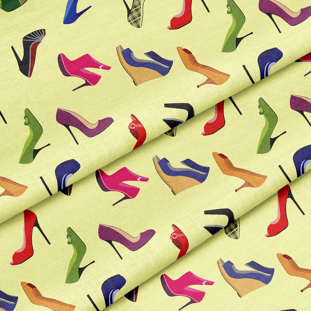 Fabric by the Yard ( Coloful High Heel Shoes Print Pattern ) for Sewing ...