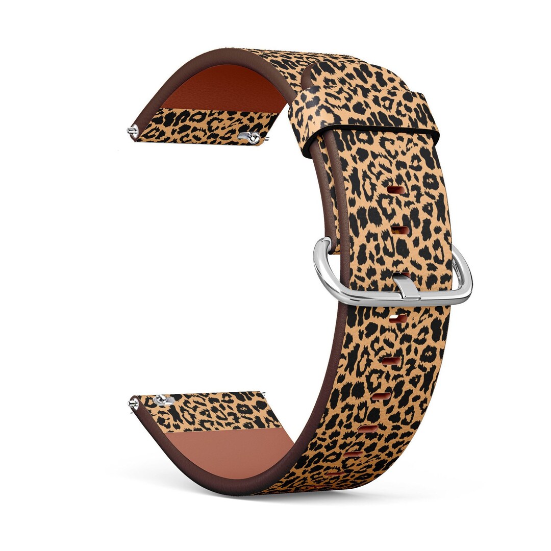 Vegan Leather Watch Strap 18mm 20mm 22mm 23mm ( Leopard Print Pattern ...