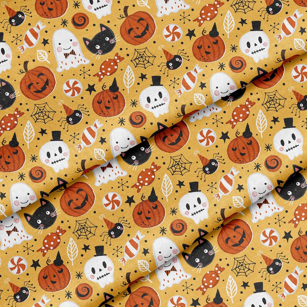 Fabric by the Yard ( Cute Spooky Halloween Print Pattern ) for Sewing ...