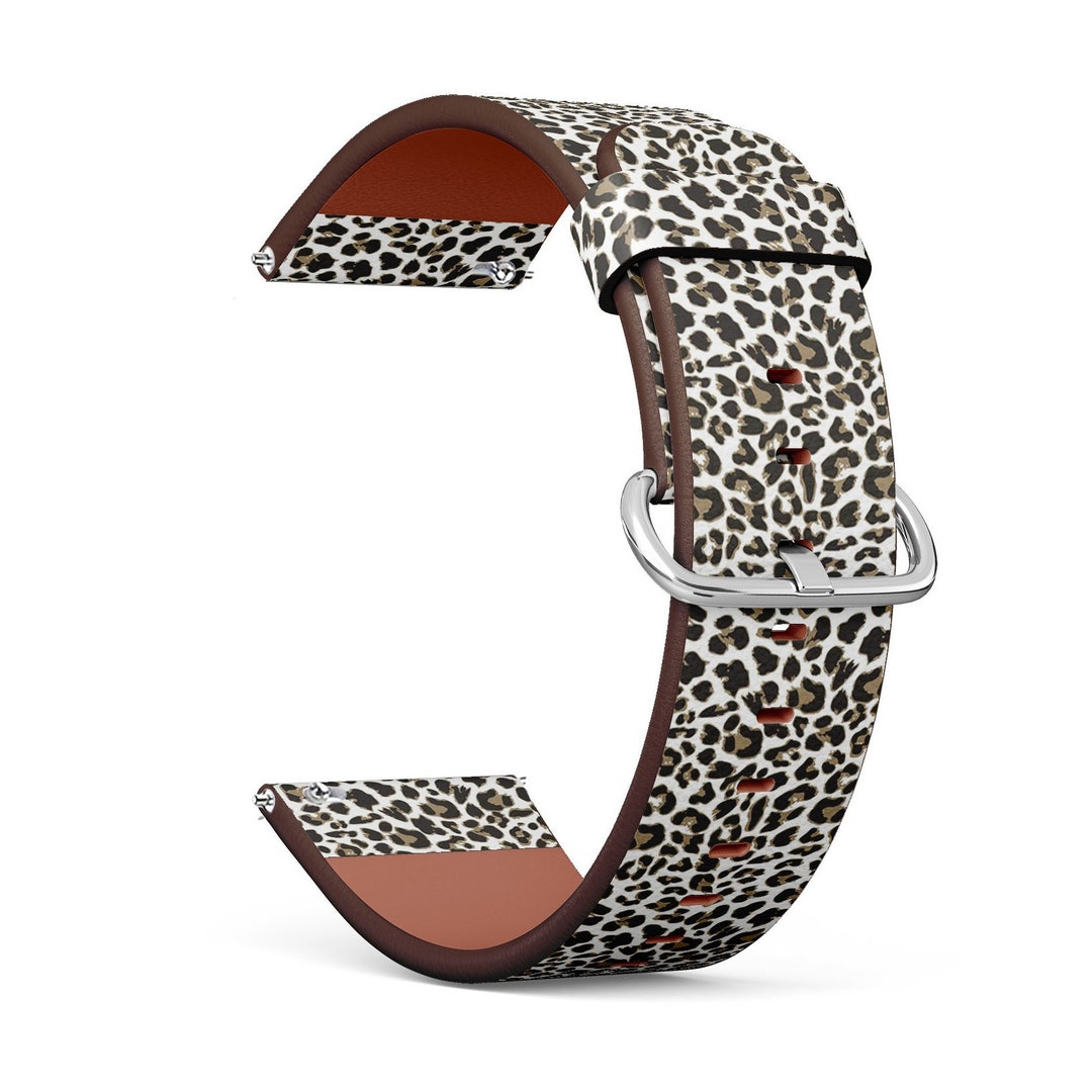 Vegan Leather Watch Strap 18mm 20mm 22mm 23mm ( Leopard Design on Print ...