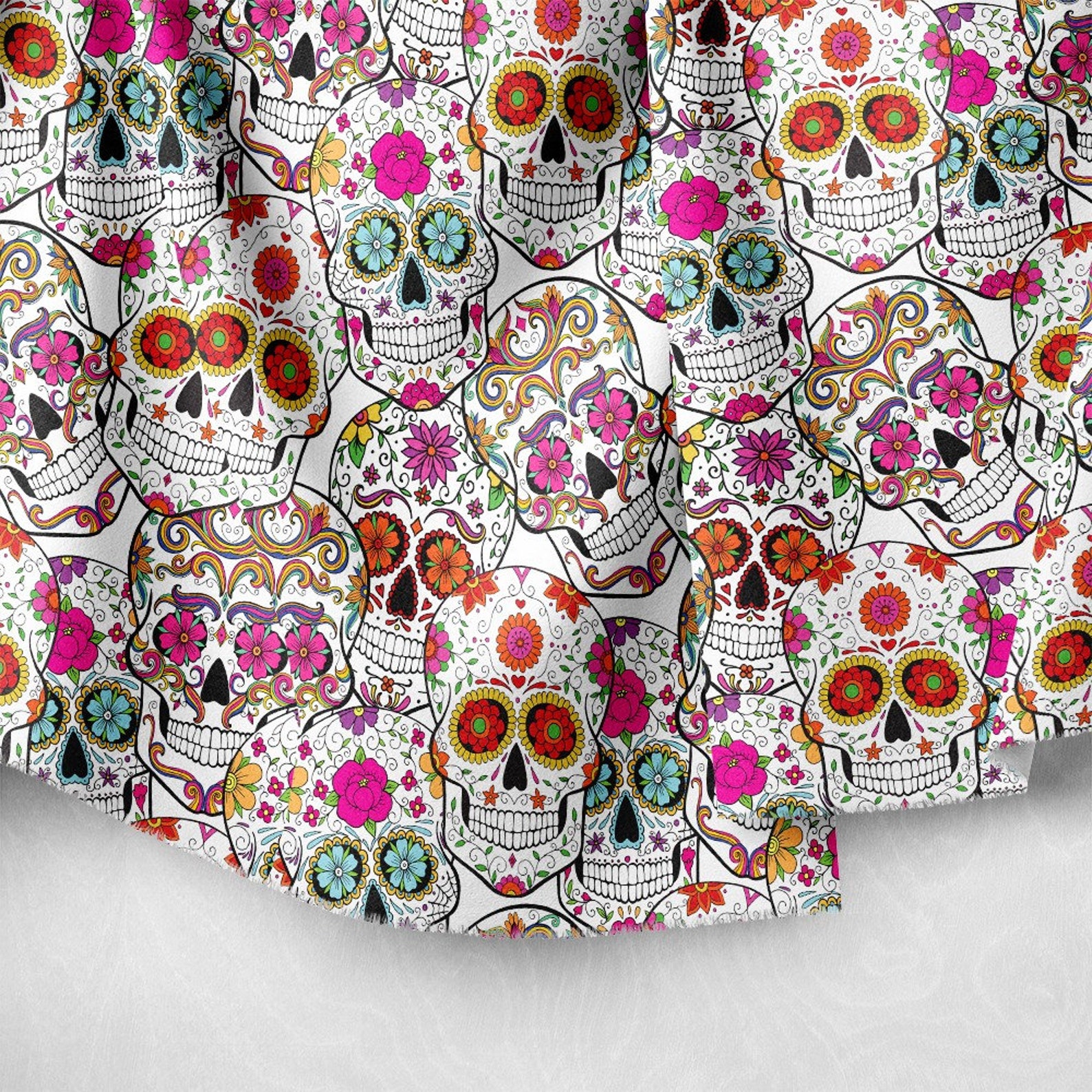 Fabric by the Yard ( Sugar Skulls Patterns ) for Sewing, Crafting ...