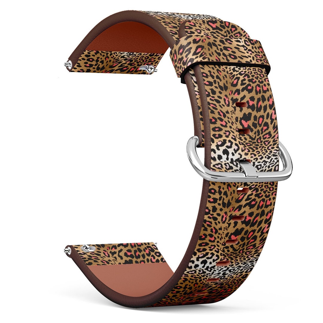 Vegan Leather Watch Strap 18mm 20mm 22mm 23mm ( Animal Print Leopard ...