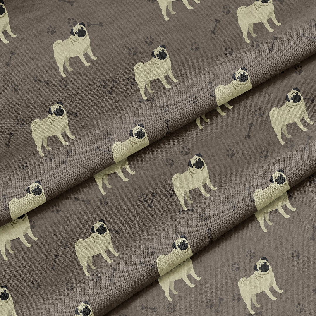 Fabric by the Yard ( Cute Pug Dog Breed Print Pattern ) for Sewing ...