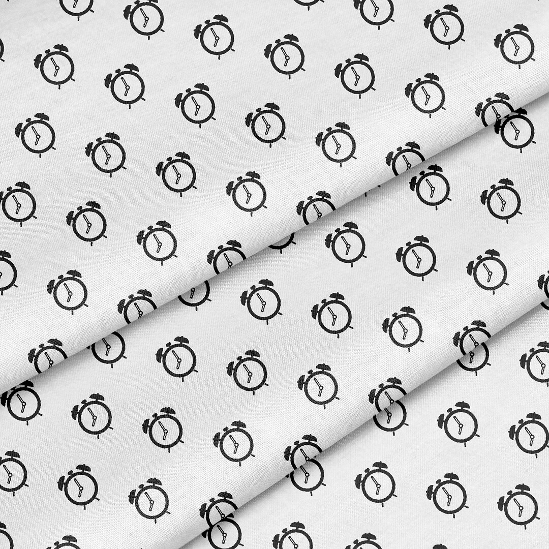 Fabric by the Yard ( Alarm Clock Print Pattern ) for Sewing, Crafting ...