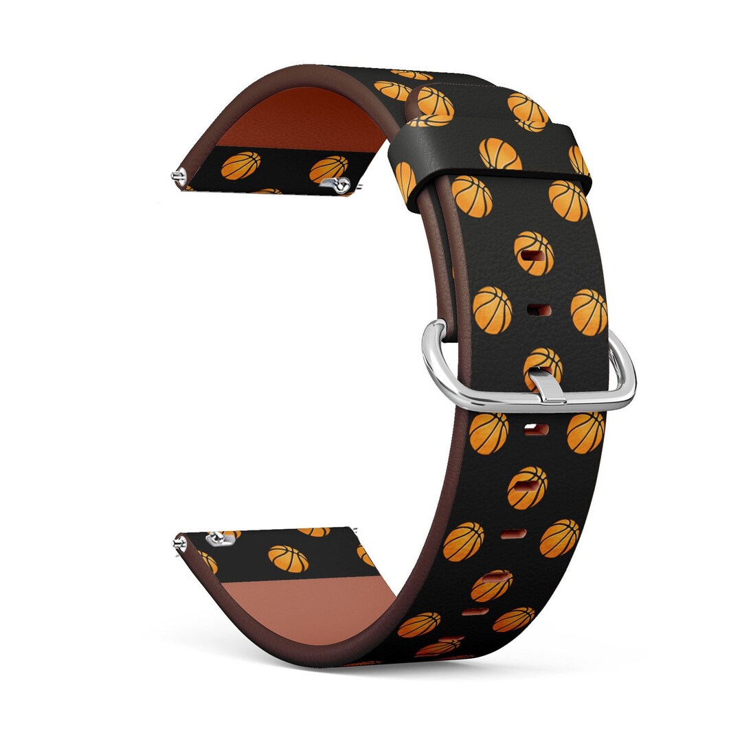 Vegan Leather Watch Strap 18mm 20mm 22mm 23mm ( Basketball Print ...