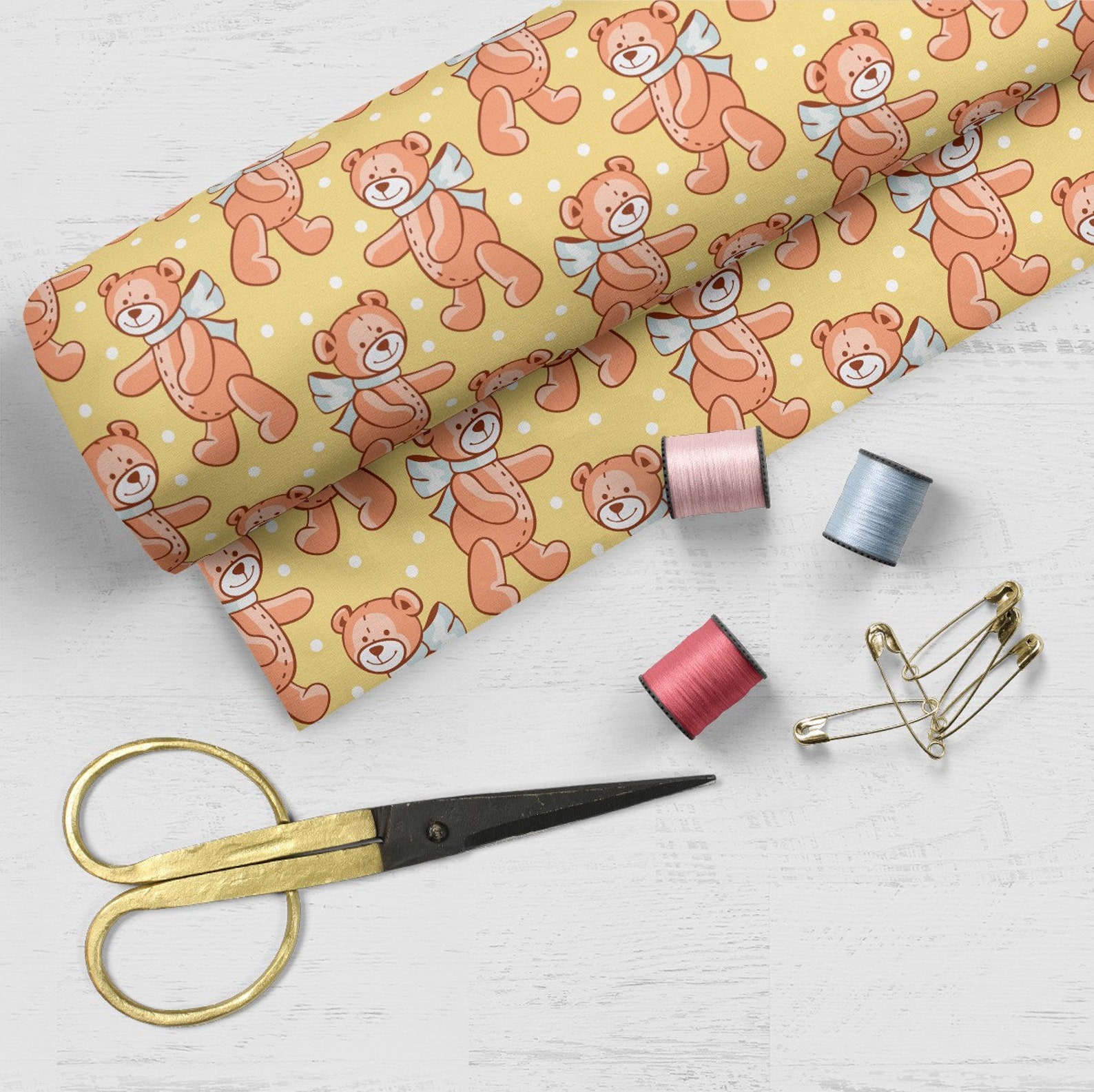 Fabric by the Yard ( Cute Hearts Teddy Bears Pattern ) for Sewing ...