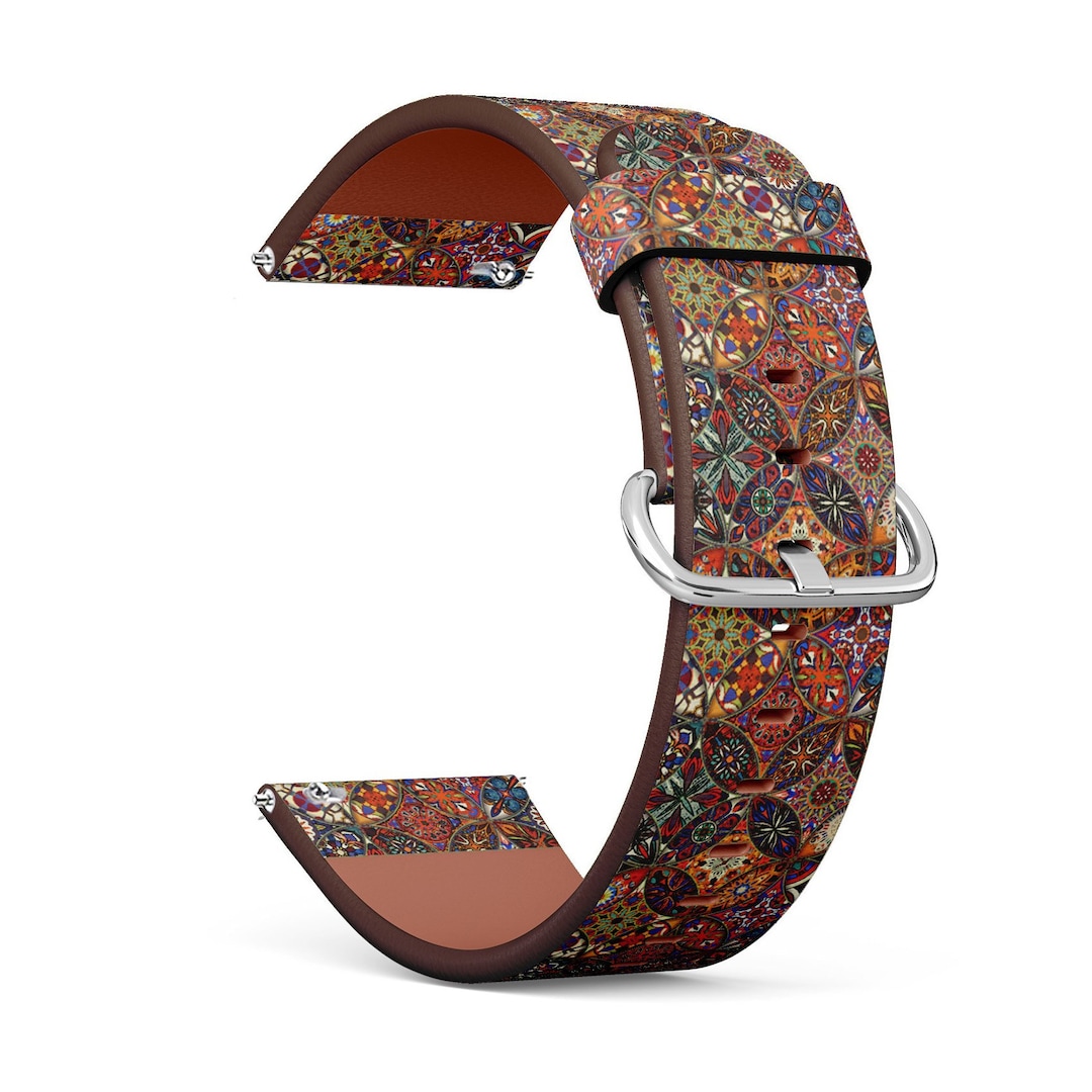 Vegan Leather Watch Strap 18mm 20mm 22mm 23mm ( Decorative Mandalas ...