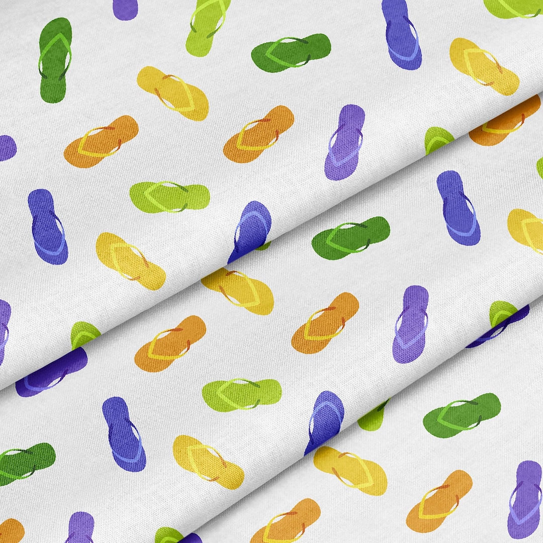 Fabric by the Yard ( Colorful Summer Flip Flop Print Pattern ) for ...