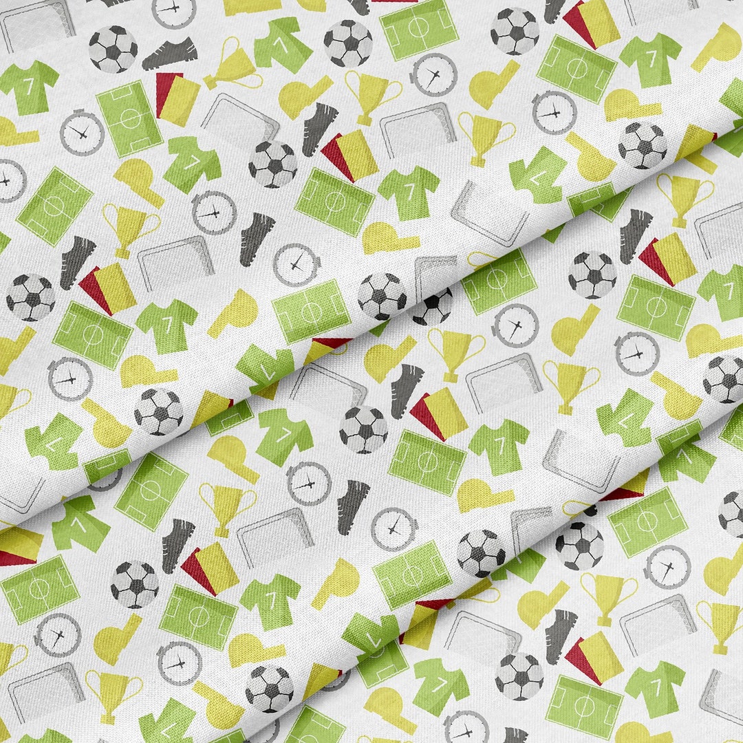 Fabric by the Yard ( Cute Soccer Equipment Icons Pattern ) for Sewing ...
