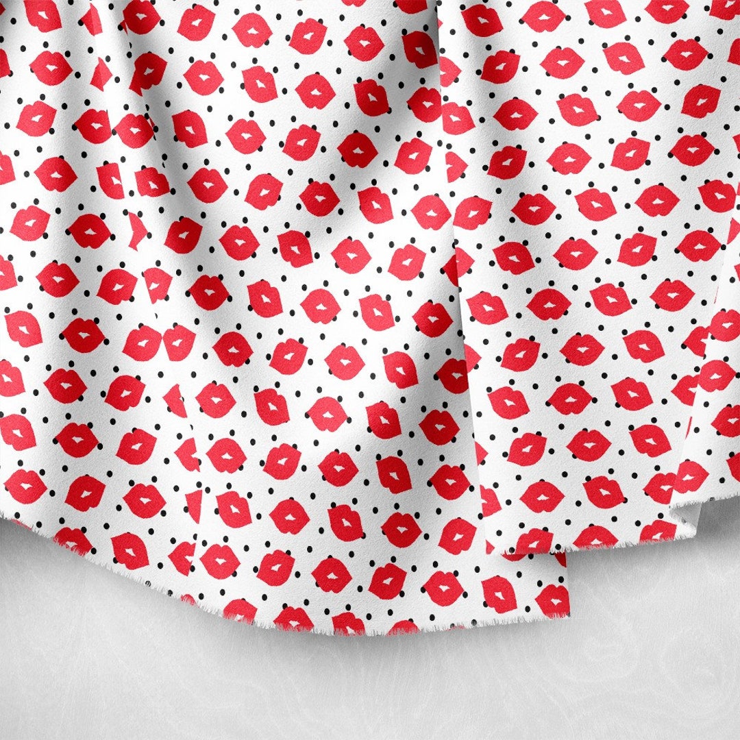 Fabric by the Yard ( Cute Red Lips Dots Print Pattern ) for Sewing ...