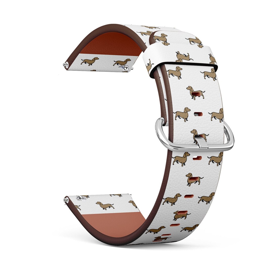 Vegan Leather Watch Strap 18mm 20mm 22mm 23mm ( Cute Dachshund Dog on ...