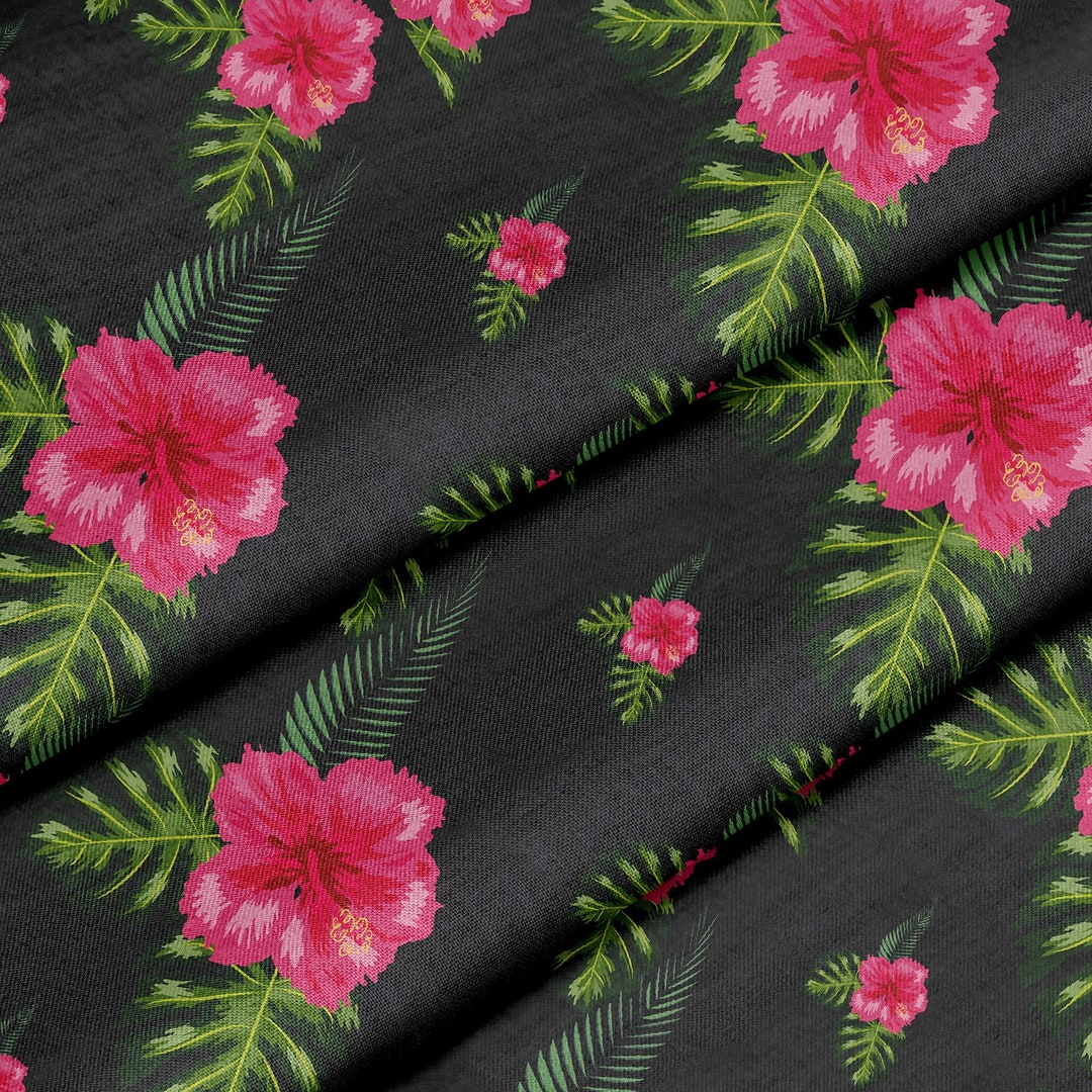 Fabric by the Yard ( Cute Leaves Monstera Flowers Pattern ) for Sewing ...