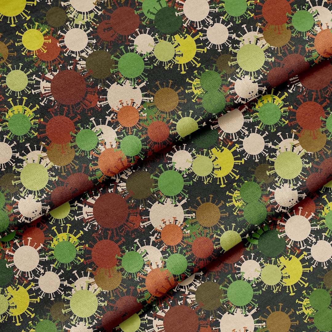 Fabric by the Yard ( Colorful Microorganisms Viruses Print Pattern ...