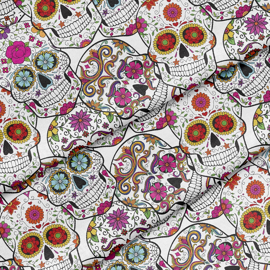 Fabric by the Yard ( Sugar Skulls Patterns ) for Sewing, Crafting ...