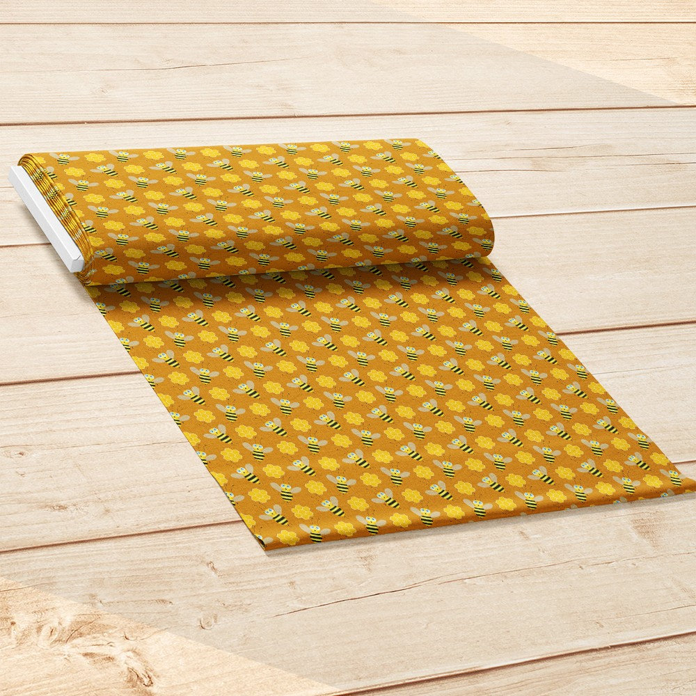 Fabric by the Yard ( Cute Honey Bees Honeycombs on Print Pattern ) for ...
