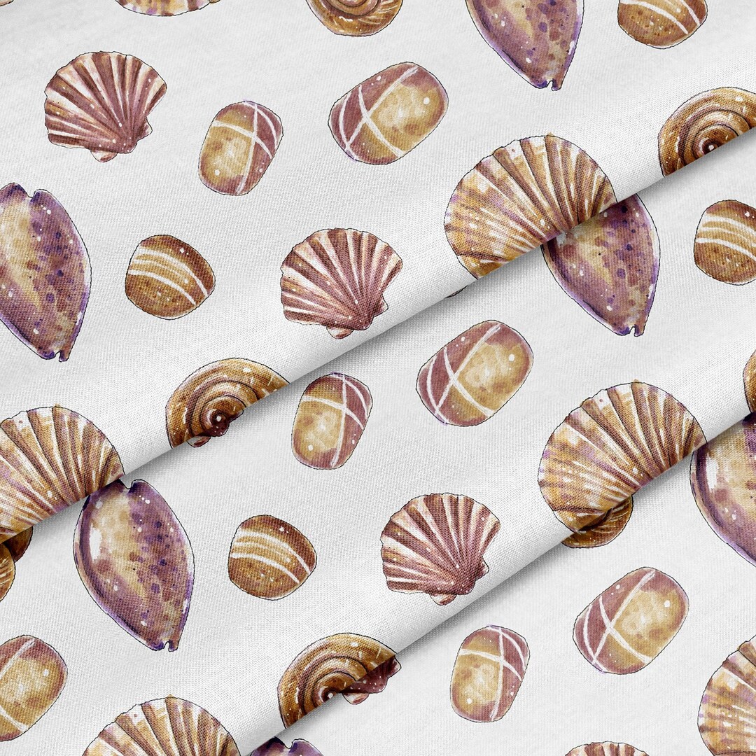 Fabric by the Yard ( Watercolor Exotic Sea Shells Patterns ) for Sewing ...