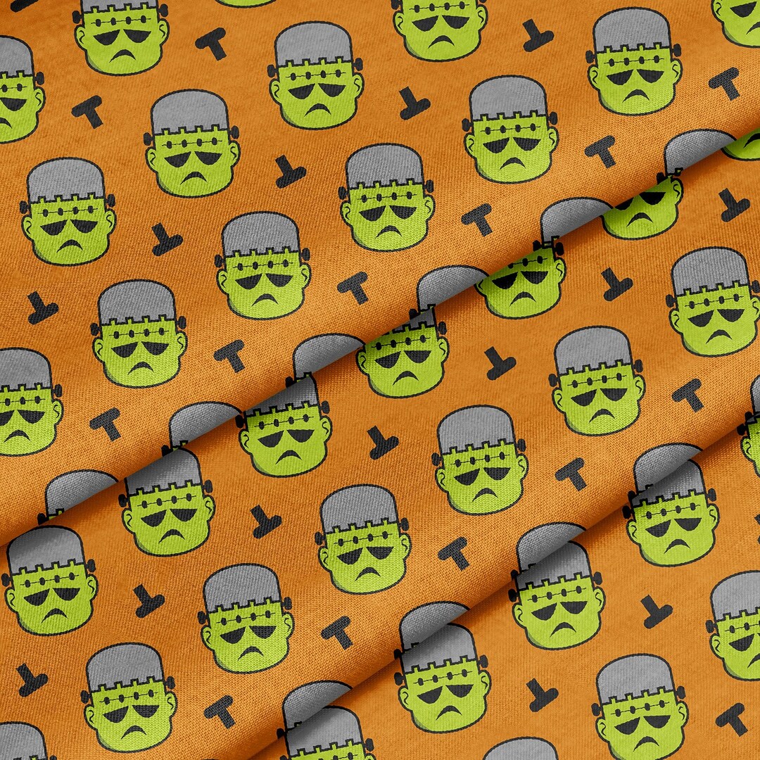 Fabric by the Yard ( Cartoon Frankenstein Head Print Pattern ) for ...
