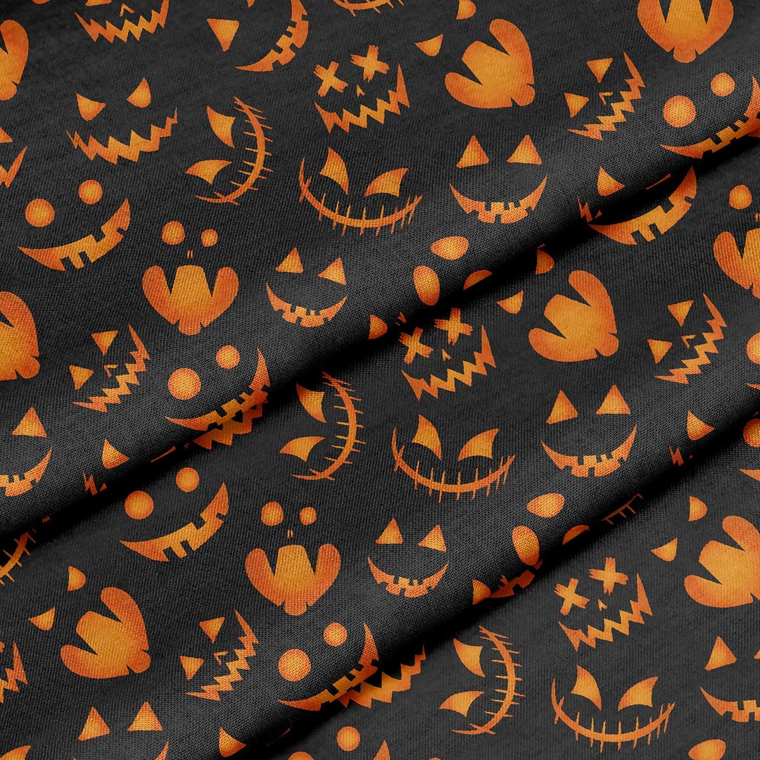Fabric by the Yard ( Cute Pumpkin Halloween Pattern ) for Sewing ...