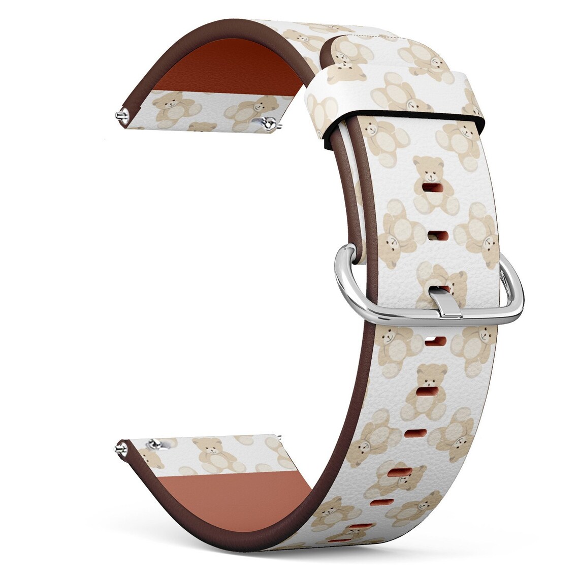 Vegan Leather Watch Strap 18mm 20mm 22mm 23mm ( Cute Teddy Bear Icon on ...