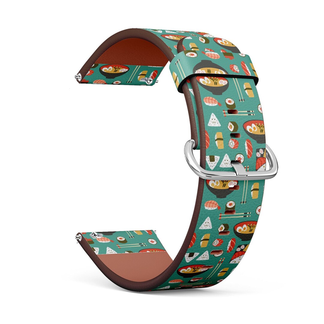 Vegan Leather Watch Strap 18mm 20mm 22mm 23mm ( Cute Sushi Onigiri ...